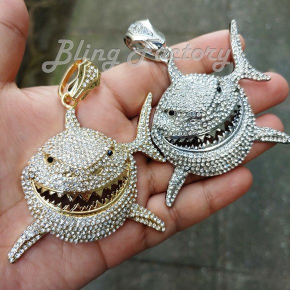 Accessories | Hip Hop 6ix9ine Large Shark Bling Charm Pendant | Poshmark